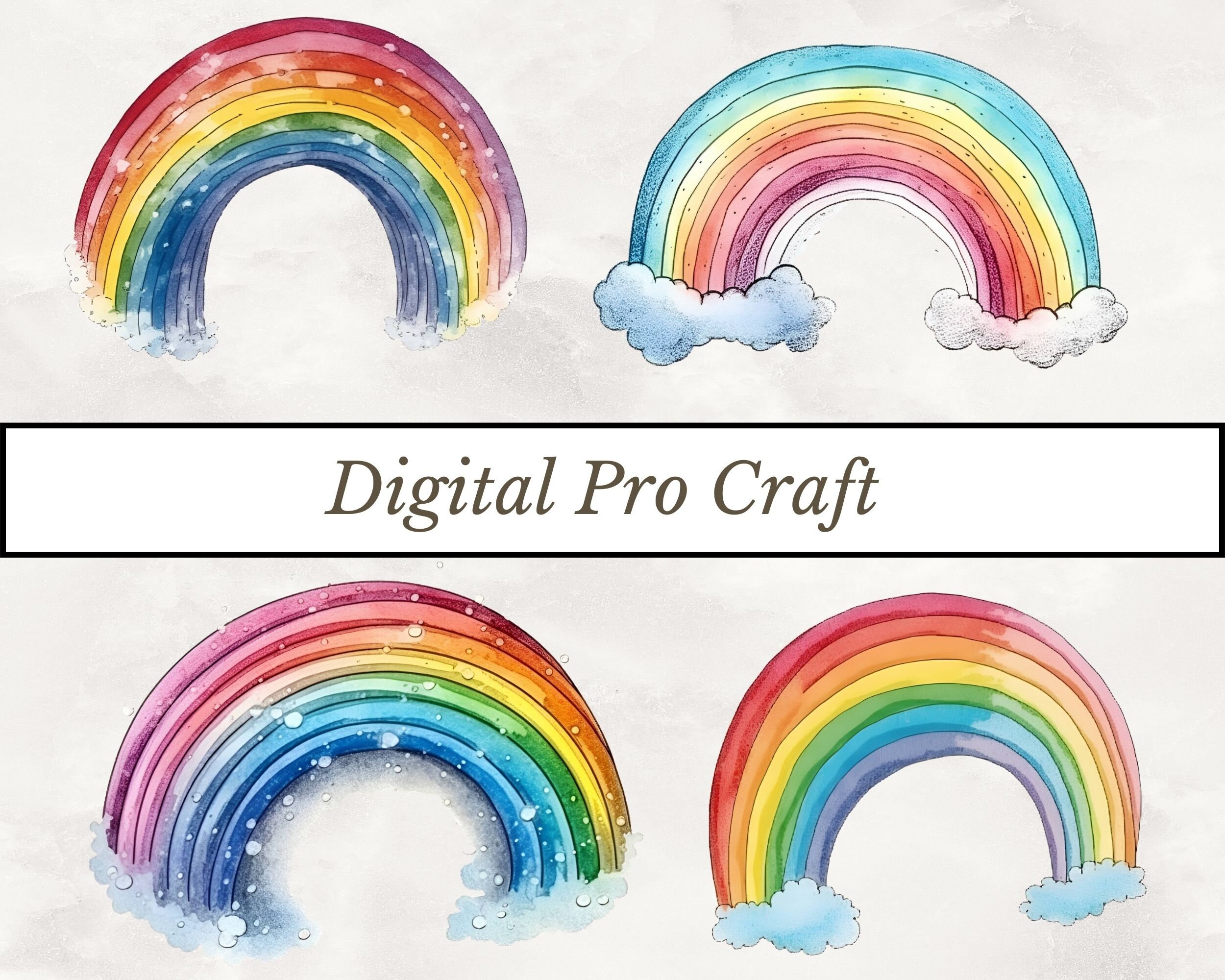 Hand Drawing Rainbow Clipart Pack Baby Shower Clip Art - Etsy