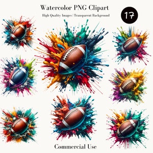 Watercolor Football Splash Clipart, Digital Download, High Quality PNG ...