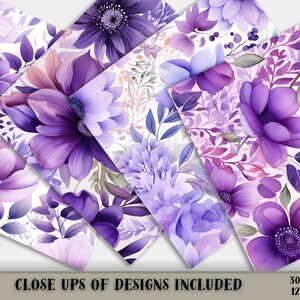 Purple Floral Digital Paper - SEAMLESS - Purple Watercolor Flower ...