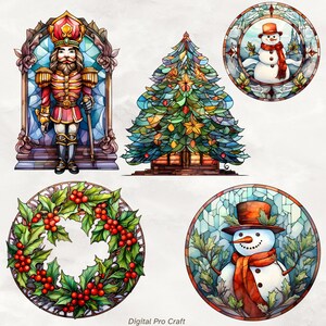 Christmas Stained Glass Clipart, 22 High Resolution PNG Files With ...