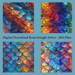 Mermaid Galaxy Digital Paper, Seamless Pattern, Scrapbooking Background ...