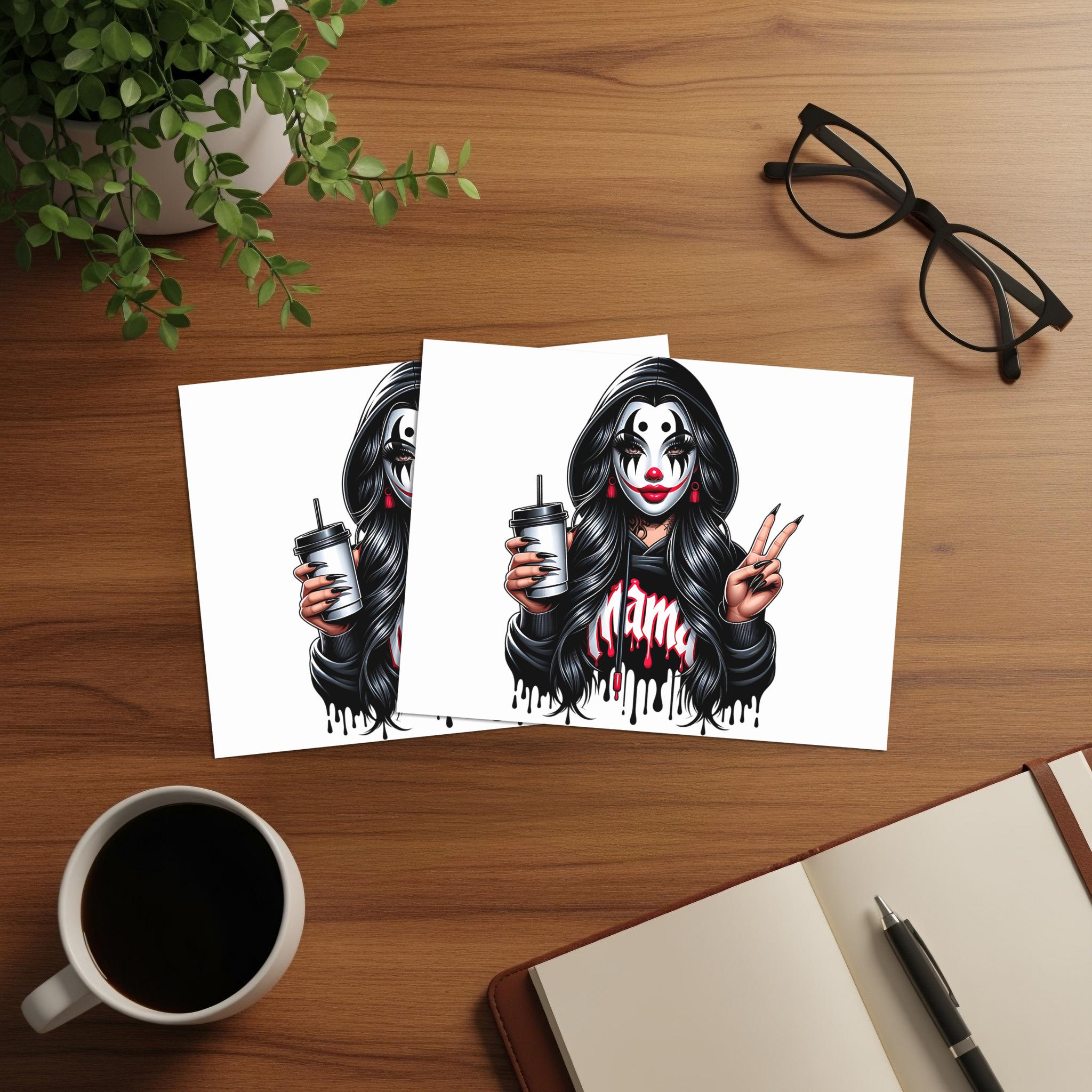 Mama Clown Clipart Png, Scary Clown Woman Png, Hooded Mama Sublimation ...