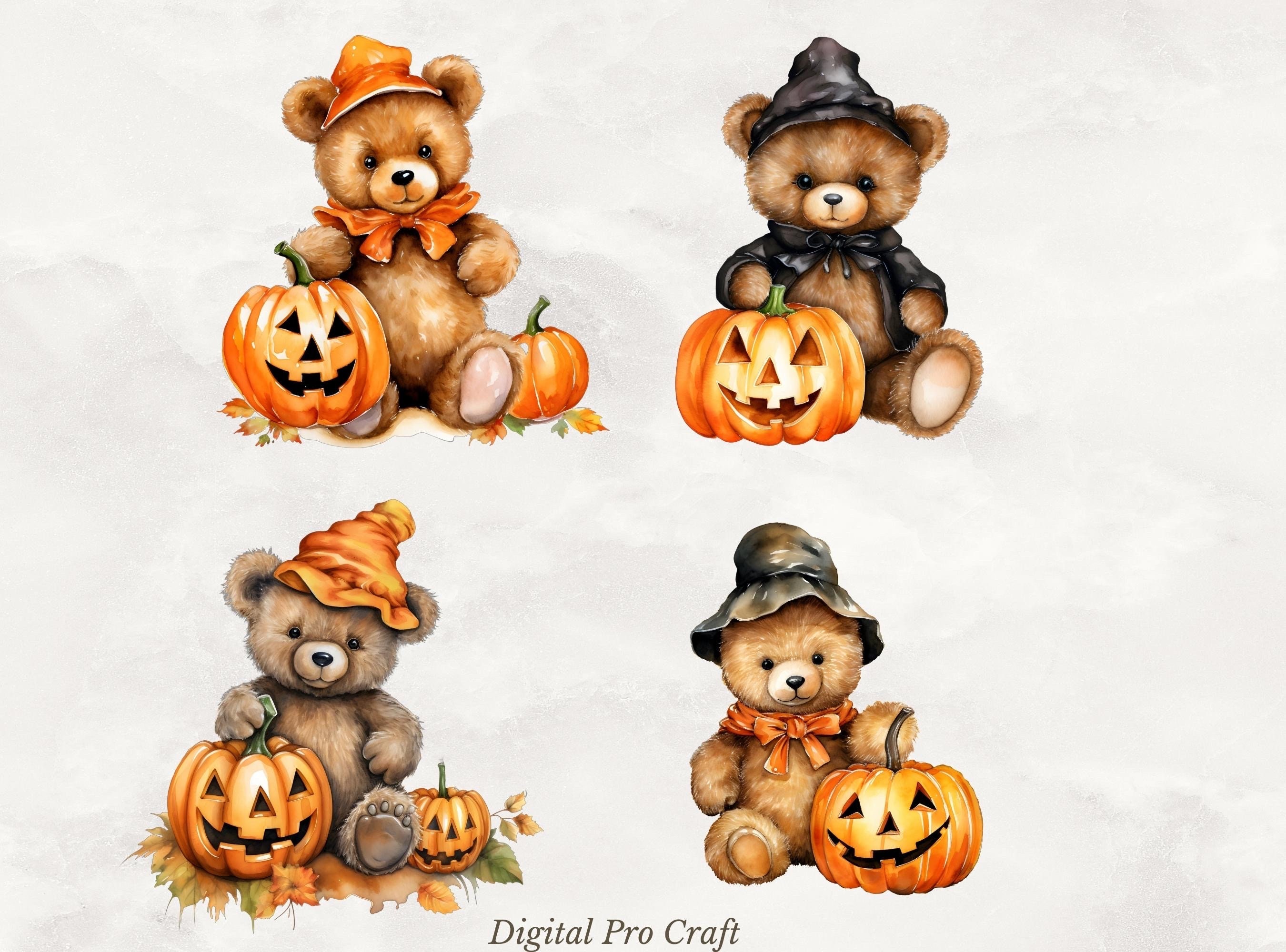12 Halloween Clipart PNG, Halloween Clipart, Teddy Bear, Transparent ...