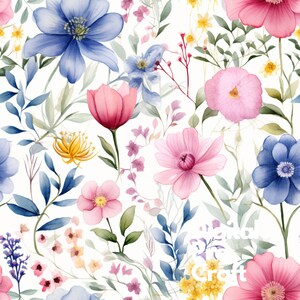 Spring Floral Medley Digital Paper - Watercolor Flower Backgrounds - 16 ...