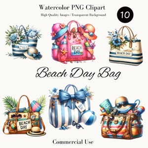 Summer Beach Bag Clipart Bundle, Beach-themed PNG Graphics for ...