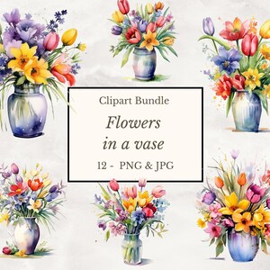 12 Vase of Flowers Clipart - High Quality PNG & Jpg-digital Download ...
