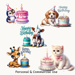 Watercolor Birthday Animals Clipart Cute Animal Birthday Wishes, High ...