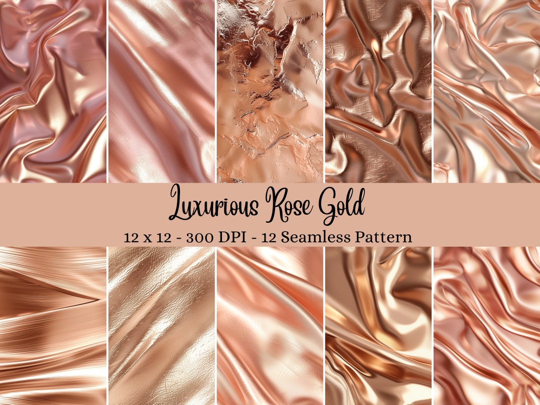 Luxurious Rose Gold Digital Paper Pack, 12x12 Inch Seamless Patterns ...