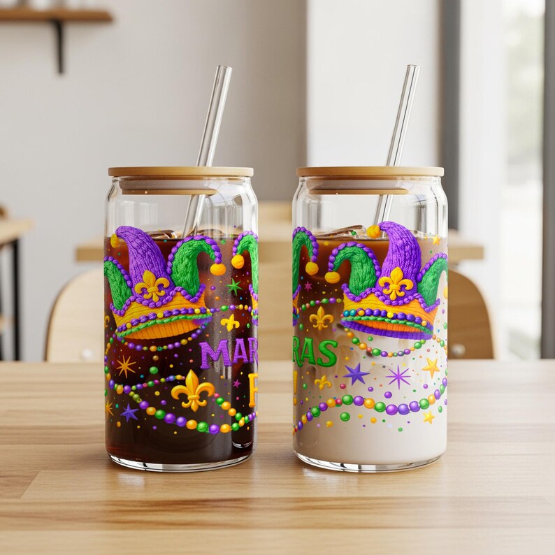 Mardi Gras Sipper Glass Wrap PNG, Digital Download, Party Glass Design ...