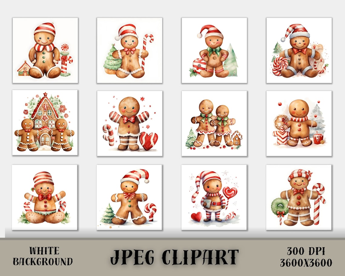 16 Gingerbread Man Clipart, Set1, High Quality Jpgs,digital Download ...