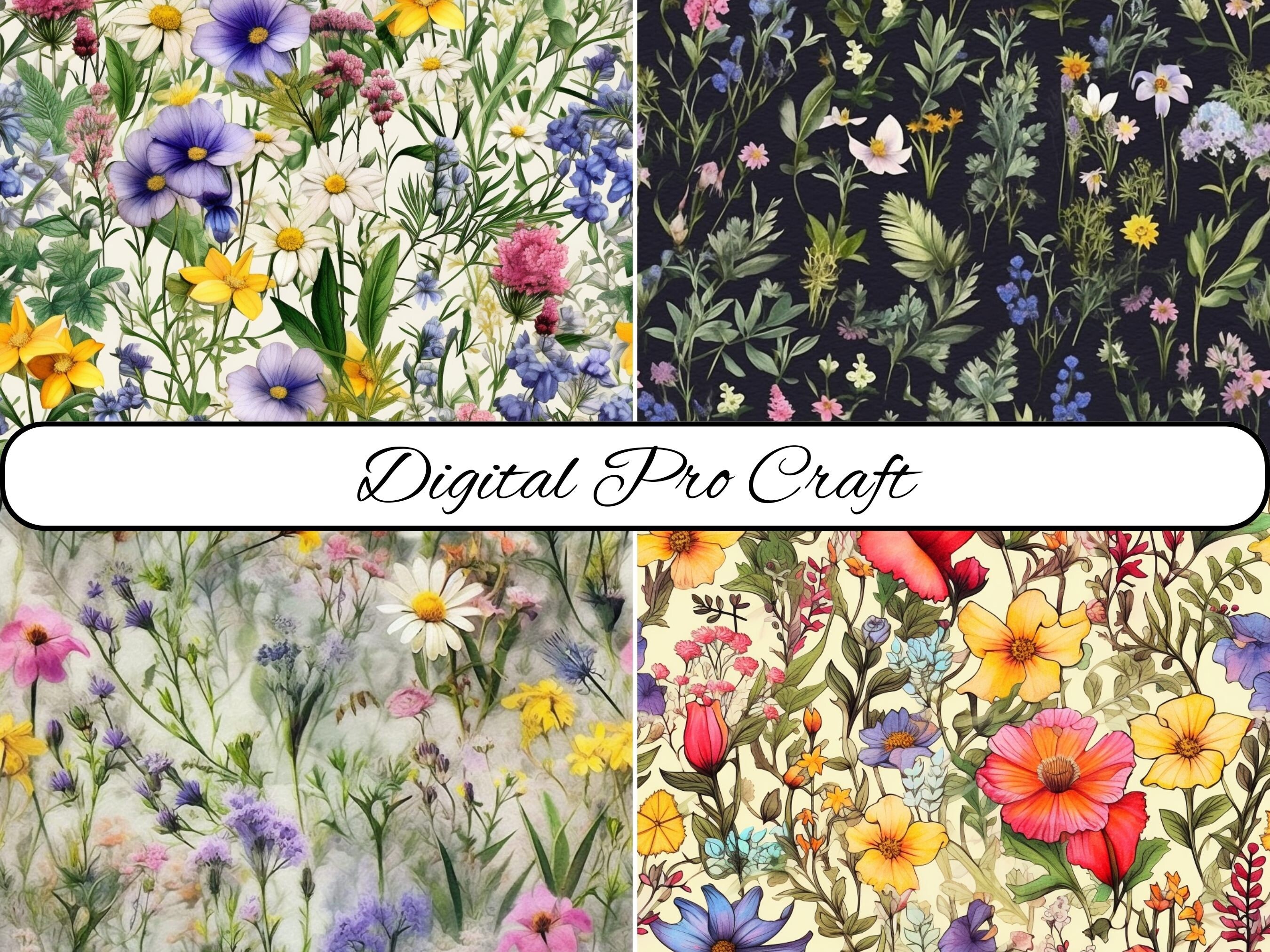 Watercolor Wildflowers Digital Paper Set, Spring Flowers Junk Journal ...
