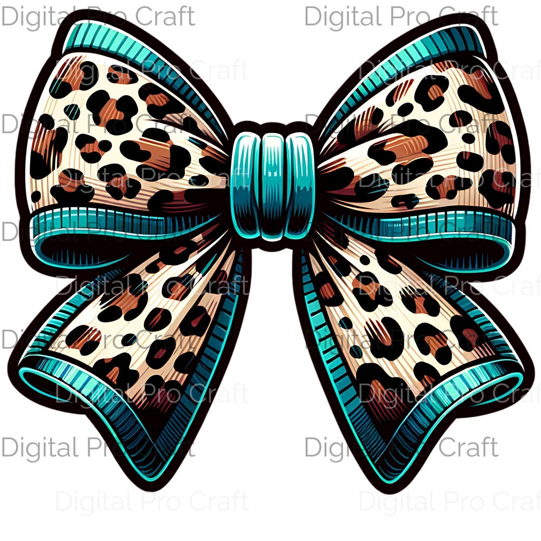 Bold Leopard Print Bow Clipart With Western Turquoise Christmas Png ...