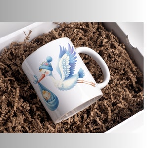 Stork Baby Boy Delivery Clipart Bundle, Newborn Announcement Graphics ...