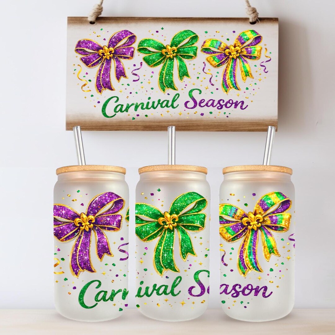 Mardi Gras Sipper Glass Wrap PNG, Carnival Season Digital Download ...