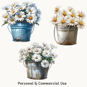 Watercolor Daisy Clipart Bundle, Floral PNG Set, Digital Download ...