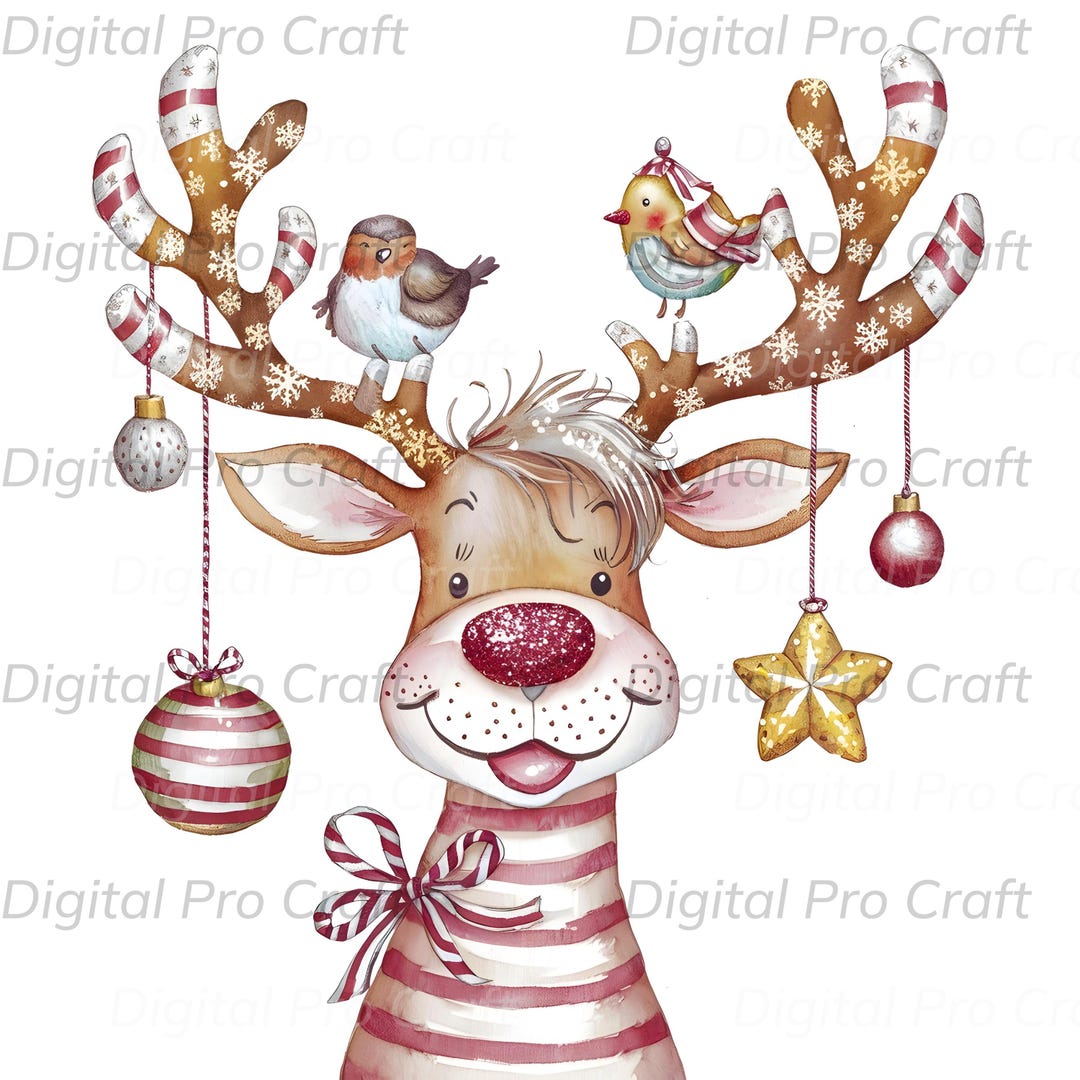 Cute Christmas Reindeer PNG Clipart for Mug Wrap T-shirt Christmas ...