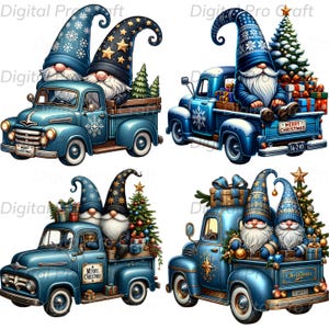 Christmas Gnome Truck Clipart Bundle - Winter Gnome PNG Graphics for ...
