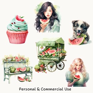 Watercolor Watermelon Garden Clipart PNG Bundle – Fruit Clip Art ...