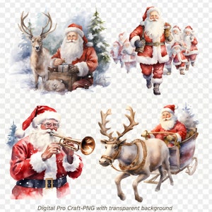 Watercolor Santa Claus Clipart, Christmas Clipart, Santa Claus PNG ...
