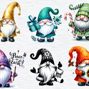 Watercolor Festive Gnomes Collection Clipart, 30 PNG Christmas Gnomes ...