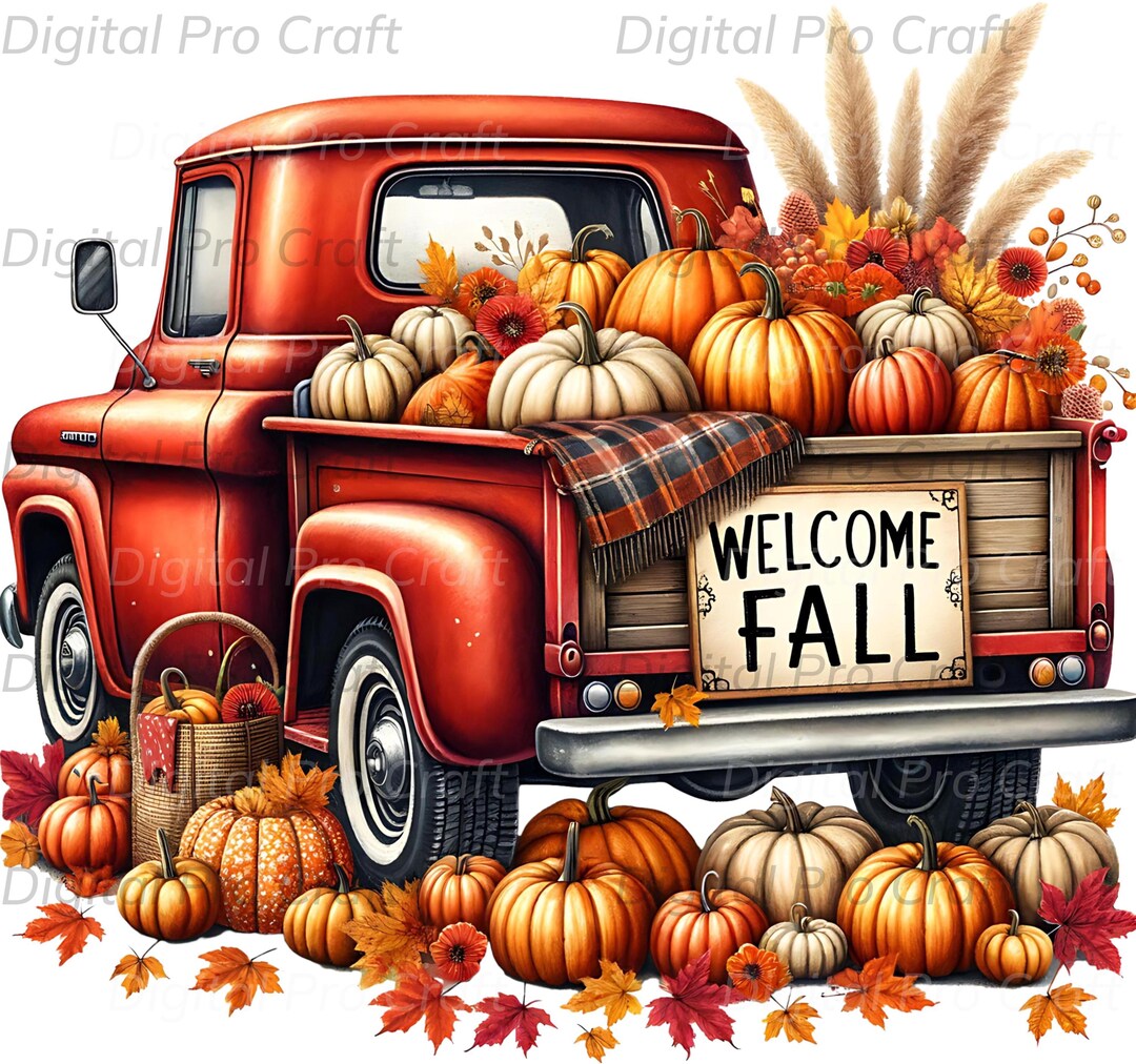 Fall Truck Png Graphics, Hello Fall Clipart, Farm Truck Png, Fall Png ...