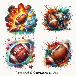 Watercolor Football Splash Fire and Water Collision Art, Digital Png ...