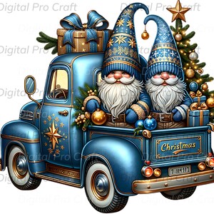 Christmas Gnome Truck Clipart Bundle - Winter Gnome PNG Graphics for ...