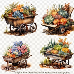 Watercolor Wheelbarrow Clipart 15 High Quality PNG Plants Gardening ...