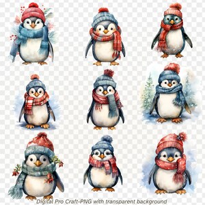 Penguin Clipart, Penguin Png, Watercolor Clipart, Winter Penguin ...