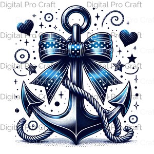 Blue Anchor Clipart Bundle, Nautical Graphics, Anchor Png, Nautical Png ...