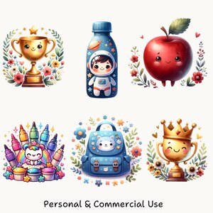 School Clipart Set Watercolour School Supplies Clipart Bundle, Back to ...