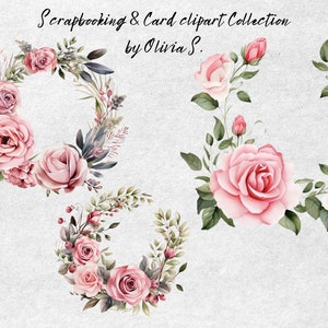 Pink Roses Frame Watercolor, Floral Frame Clipart. Watercolor Floral ...