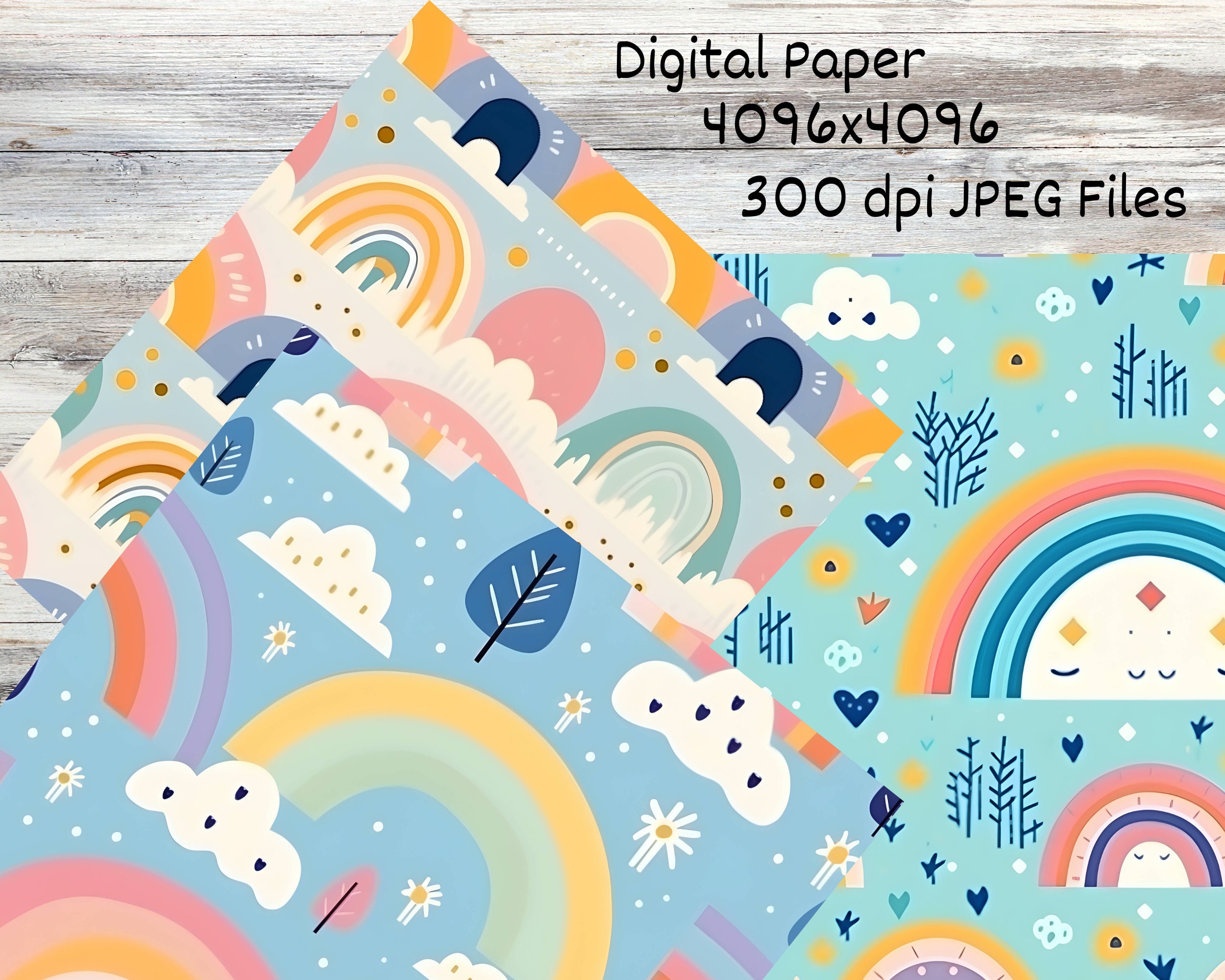 Cute Boho Rainbow : 12 Seamless Digital Papers for Scrapbooking ...