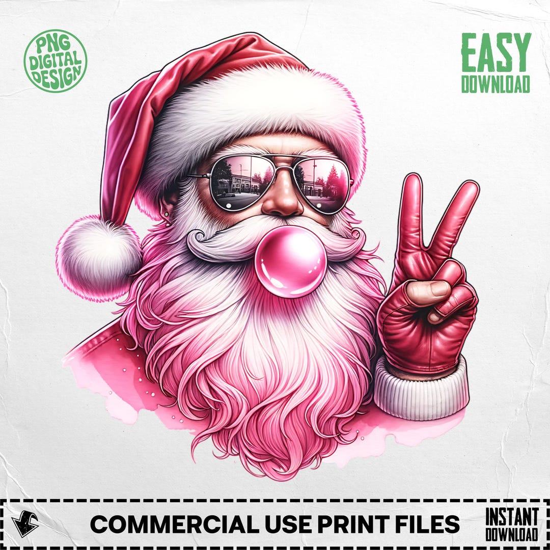 Pink Santa Clipart PNG, Bubble Gum Santa, Cool Santa Sublimation ...
