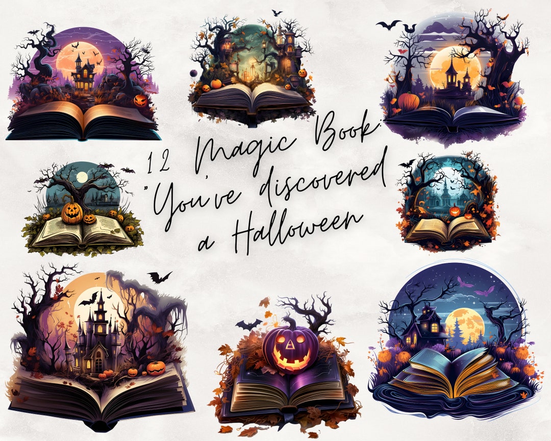 12 Halloween Clipart, Pngs , Halloween Book Clipart, Spooky Clipart ...