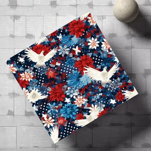July 4th Patriotic Digital Paper Pack, Vintage American Red & White ...
