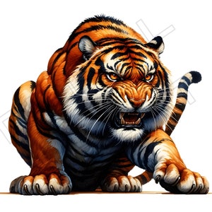 Angry Tiger Clipart | 5 JPG High-quality Images | Wildlife Art | Fierce ...
