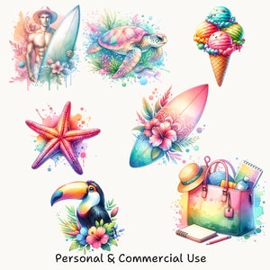 Summertime Clipart Bundle, Summer Vibes PNG, Hello Summer & Tropical ...