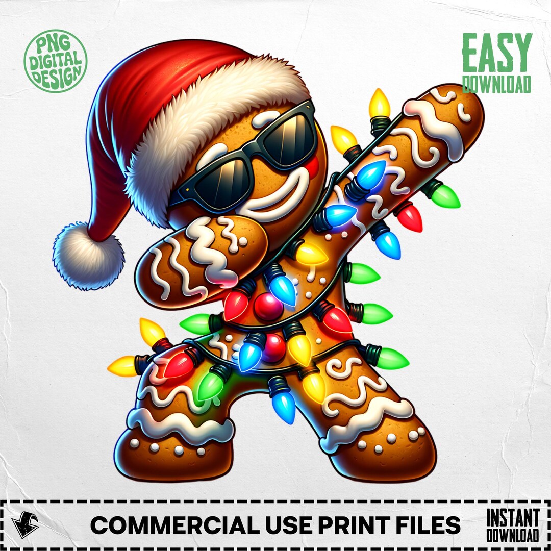Christmas Clipart, Gingerbread Man PNG, Holiday Design, Festive Digital ...