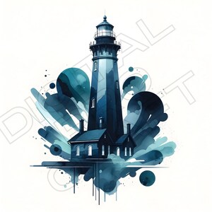 Navy Blue Lighthouse Clipart Bundle,nautical Graphics, Set of 5,high ...