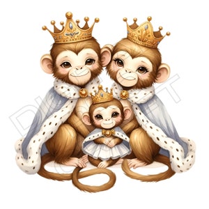 Royal Monkeys Clipart, Monkey PNG, Jungle Animals PNG, Watercolor ...