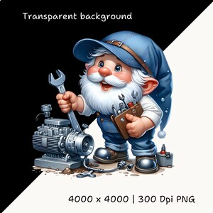 Mechanic Gnome Clipart Set, Watercolor Gnomes PNG, Digital Download ...