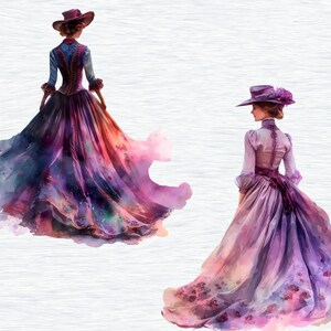 Renaissance Lady Vintage Watercolor Clipart Bundle, Transparent PNG ...