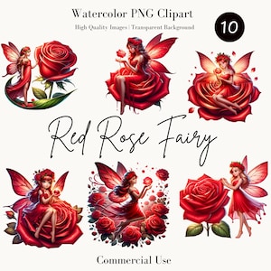 Red Rose Fairy Clipart Bundle – Fantasy Floral Fairies, Red Roses PNG ...
