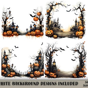 17 Halloween Border Clipart-jpeg on White Background-spooky Clipart ...