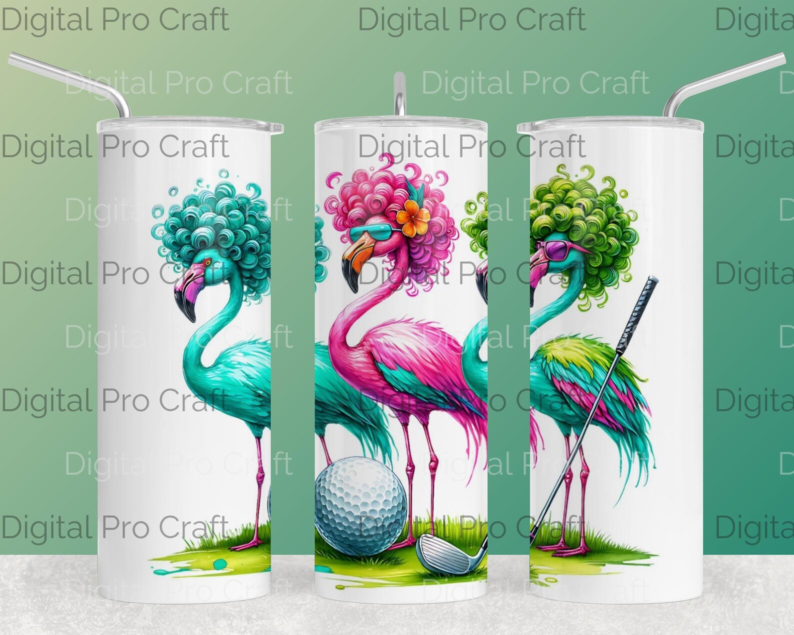 Golf Flamingo PNG, Cute Flamingo PNG Sublimation, Three Crazy Flamingos ...