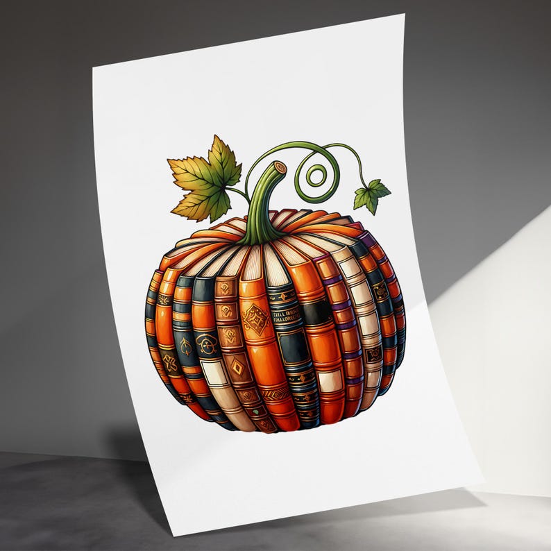 Book Pumpkin Clipart Png, Fall Sublimation Design, Halloween Design ...