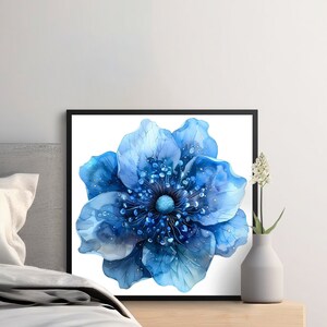 Floral Watercolor Clipart Set, Blue Flower PNG, Digital Download for ...