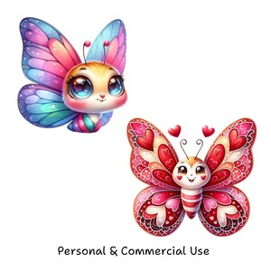 Cute Butterfly Clipart, Digital Download, Kawaii Bug PNG, Commercial ...
