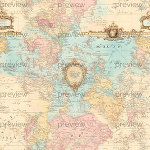 Old Vintage Maps Digital Paper Pack 4 Designs 12in X 12in for ...